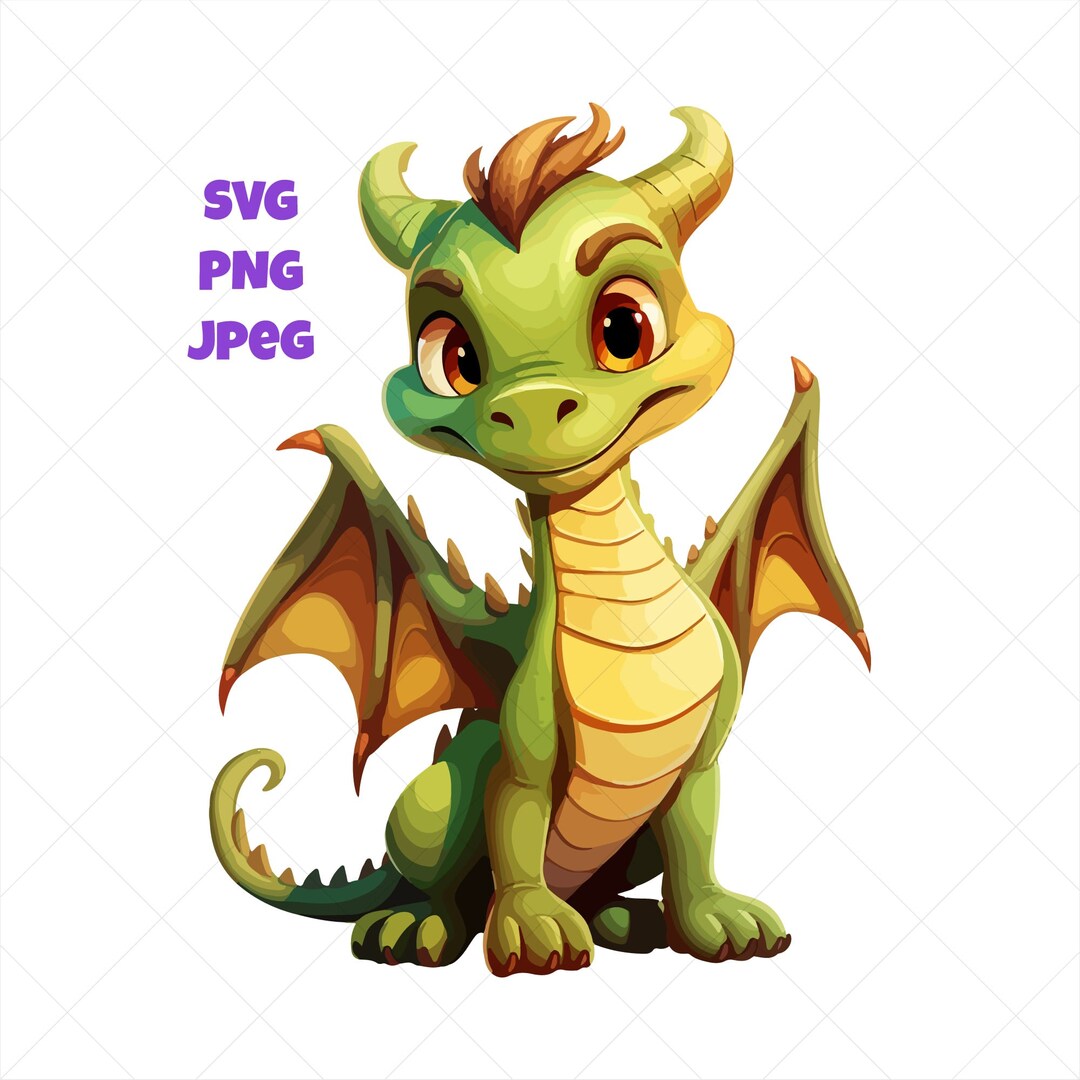 Dragon SVG, Cartoon Dragon Clip Art, Digital Download, Png, Jpeg, Adobe ...