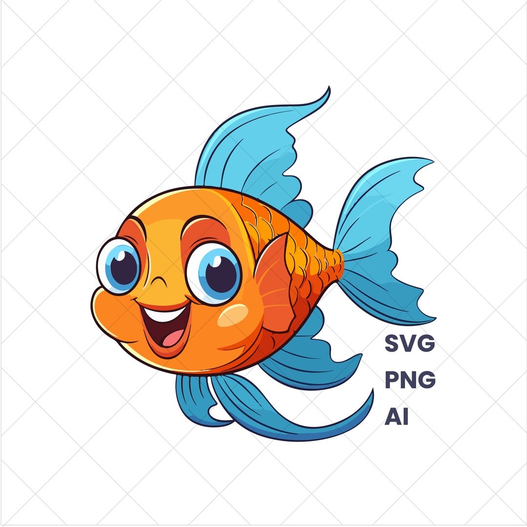 Cute Happy Fish Clip Art SVG, Commercial Use, Animal Svg, Digital ...