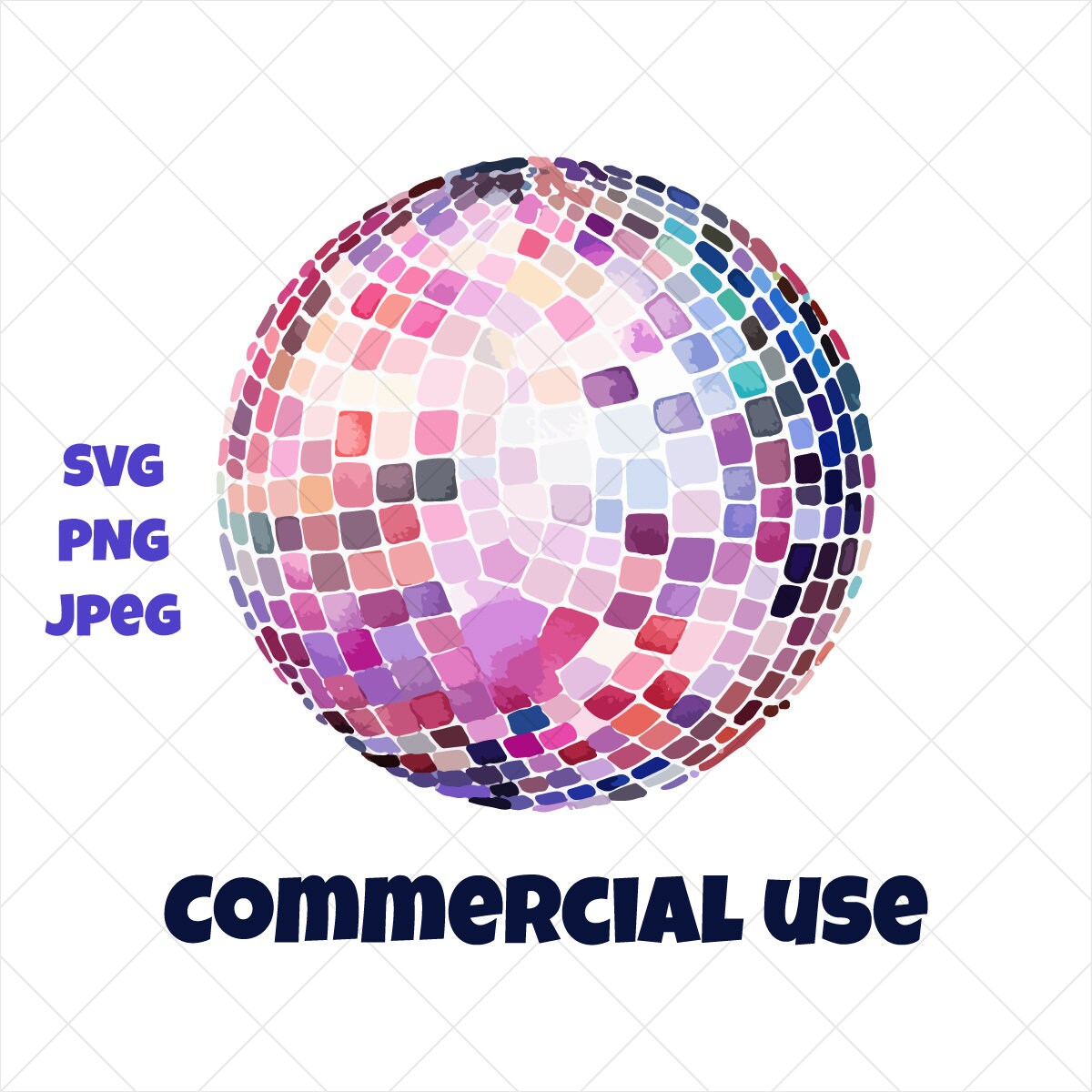 Disco Ball Clip Art SVG, Watercolor Mirror Ball, Digital Download, PNG ...