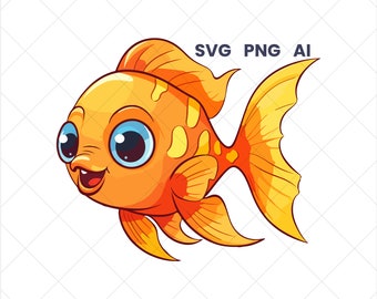 Cute Happy Fish Clip Art SVG, Commercial Use, Animal Svg, Digital ...