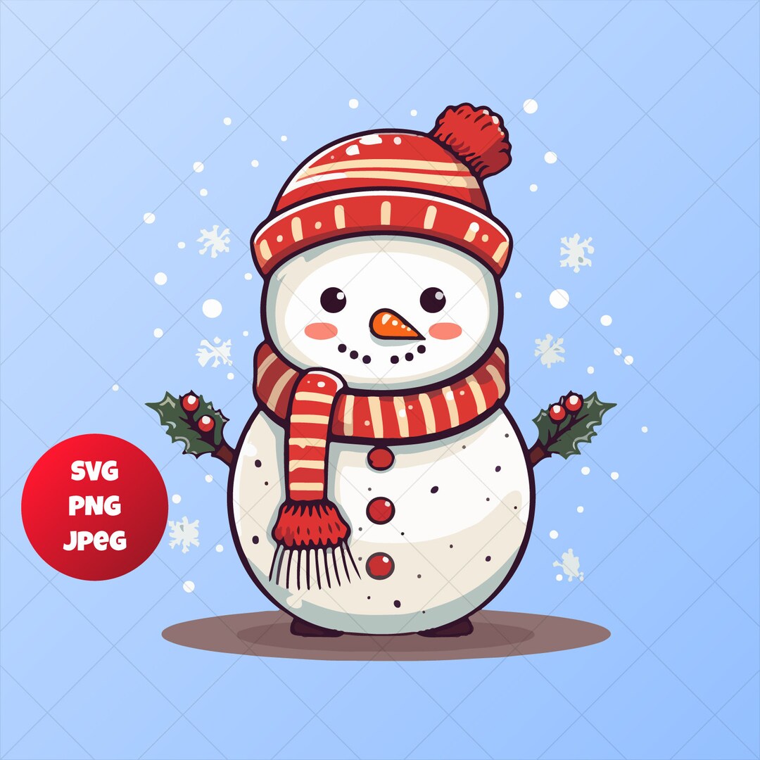 Adorable Snowman in Sweater Clip Art SVG, Holidays Svg, Digital ...