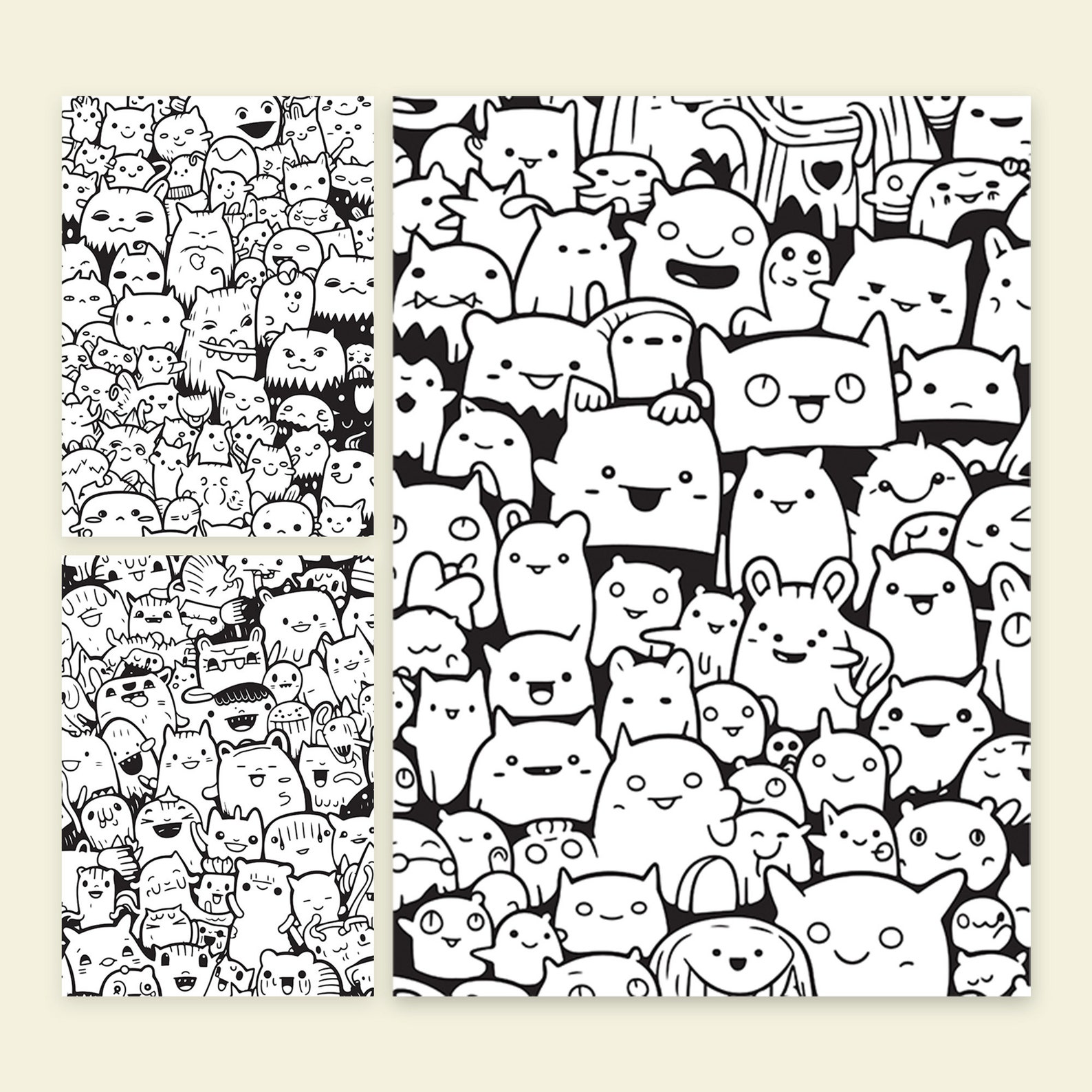 Calming Cat Doodles Printable Coloring Book, Print & Color Cute Pages ...