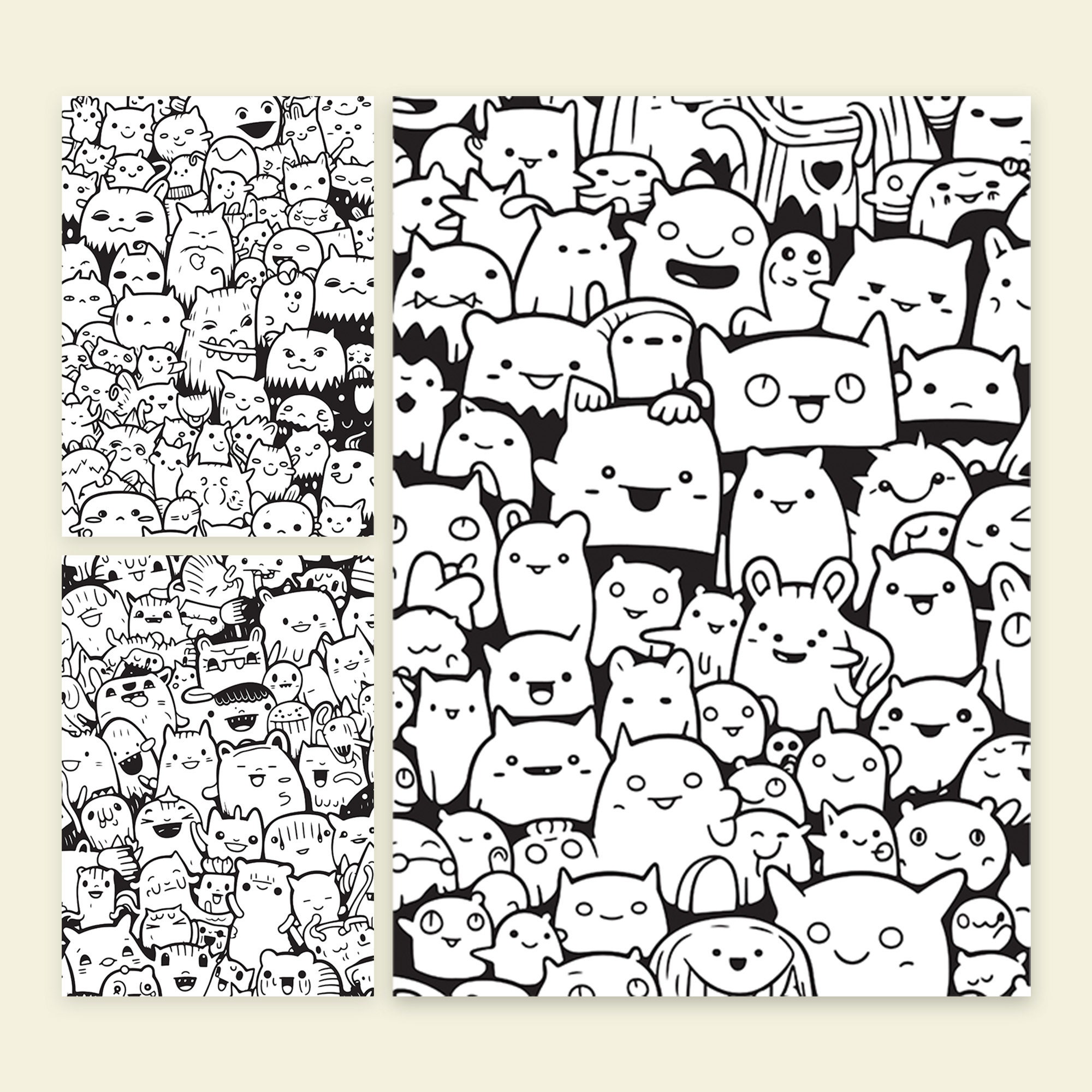 Calming Cat Doodles Printable Coloring Book, Print & Color Cute Pages ...