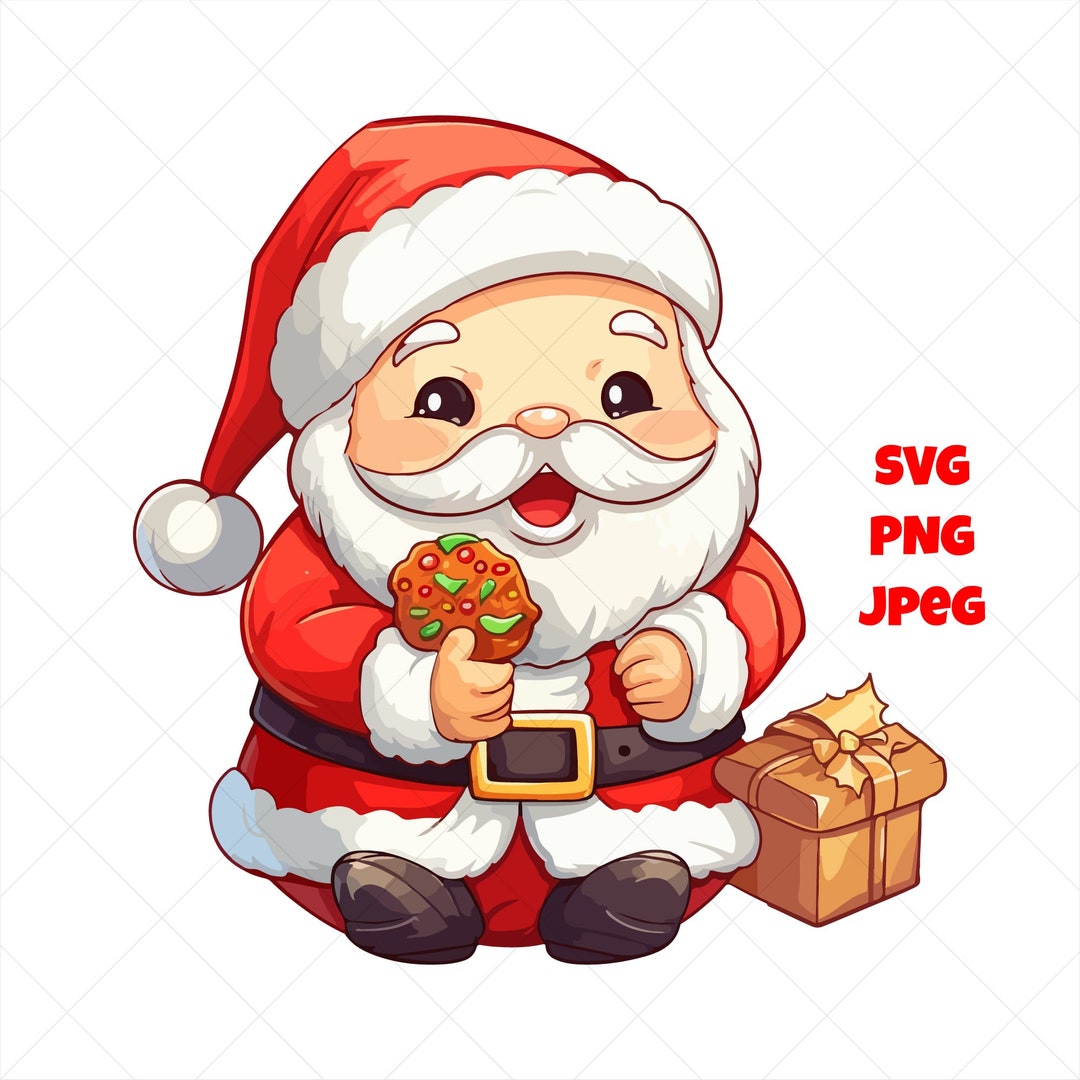 Santa Claus Eating Cookies Clip Art SVG, Holidays Svg, Digital Download ...
