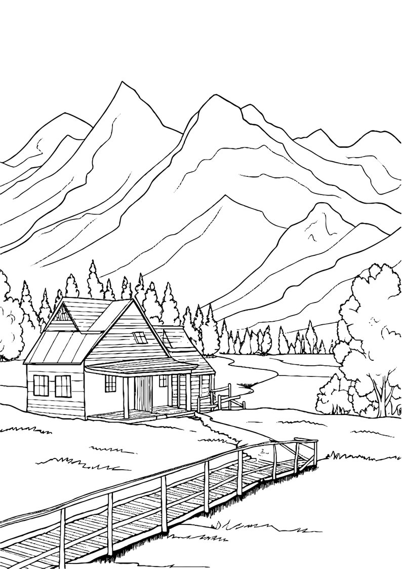Calming Scenery Coloring Pages for Adults Printable Coloring - Etsy