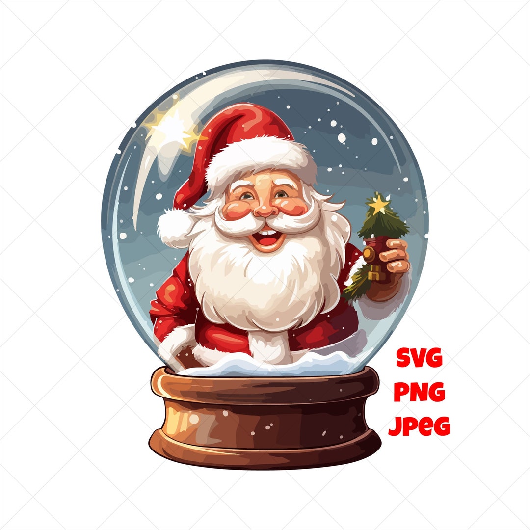 Santa Claus in Snow Globe Clip Art SVG, Holidays Svg, Digital Download ...