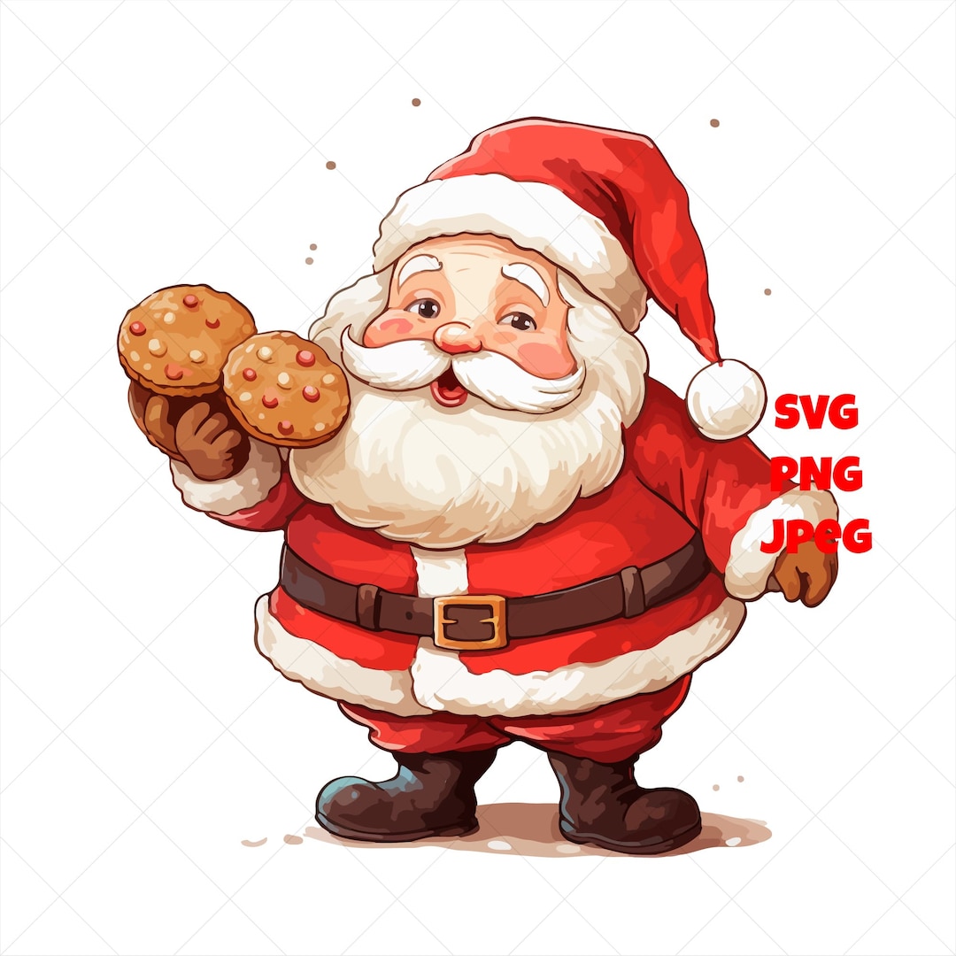 Santa Claus Eating Cookies Clip Art SVG, Holidays Svg, Digital Download ...