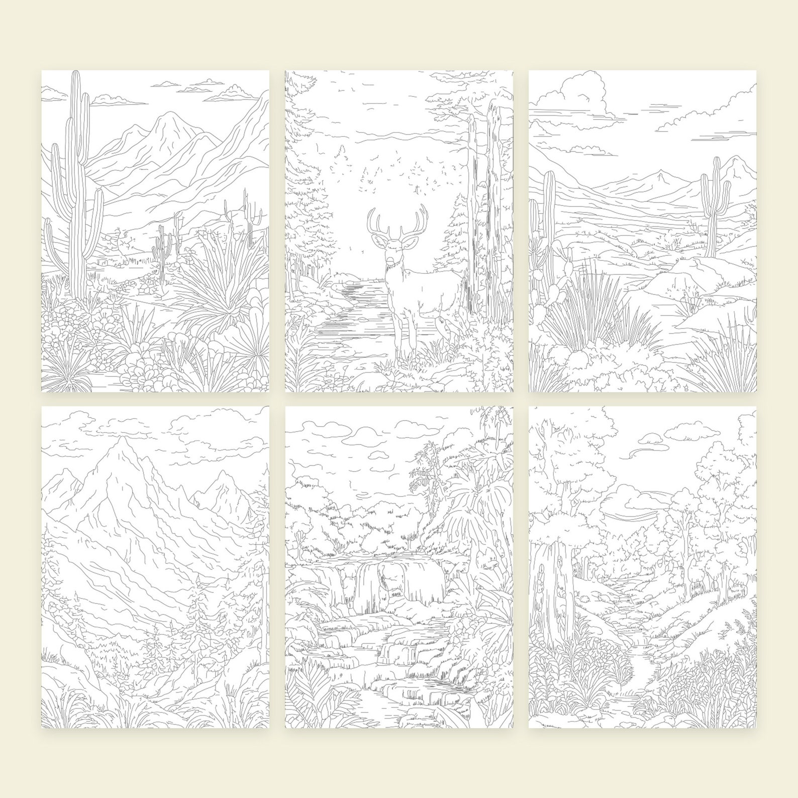 Calming Scenery Coloring Pages for Adults Printable Coloring - Etsy