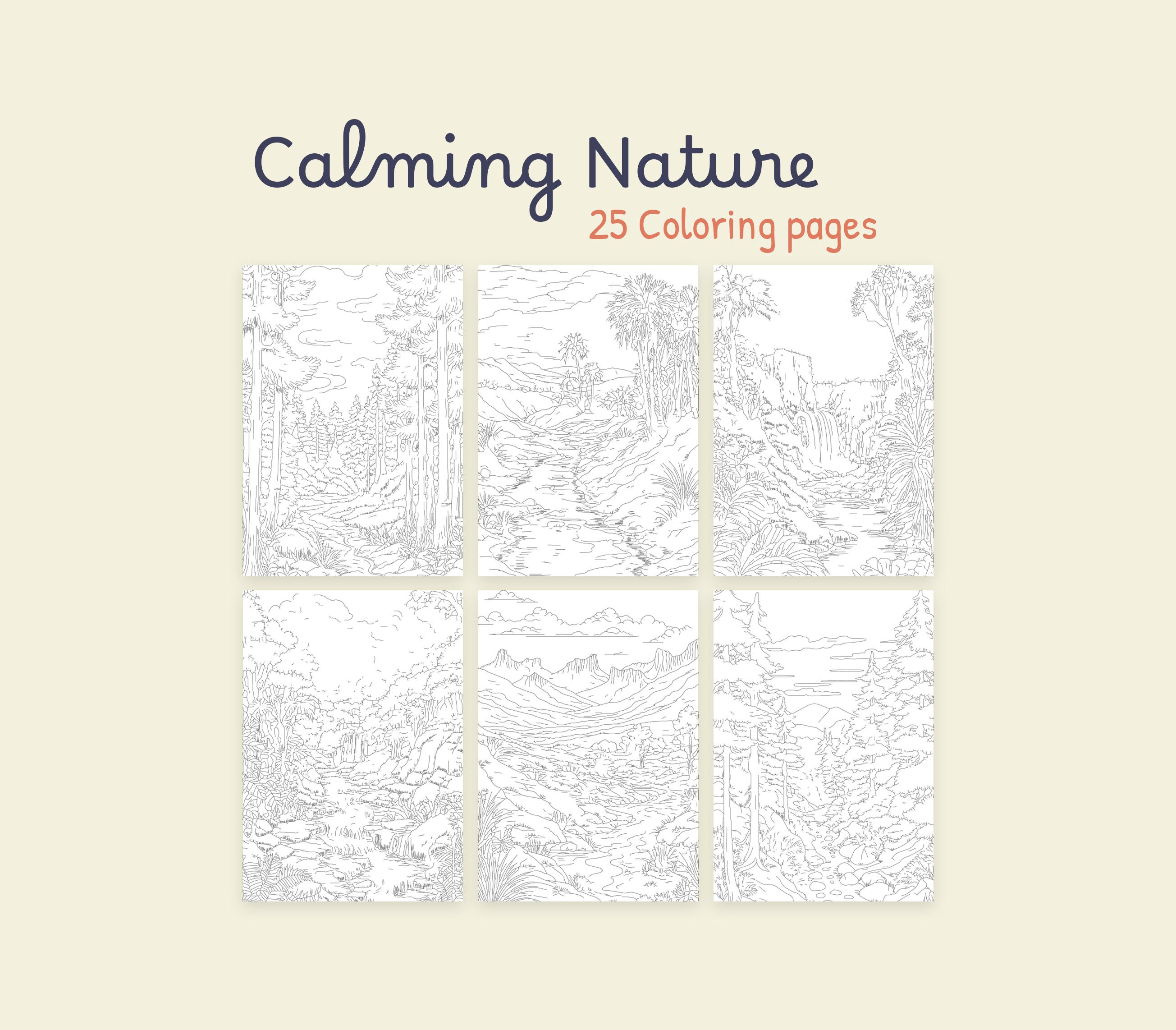 Calming Scenery, Coloring Pages for Adults, Printable Coloring Book ...