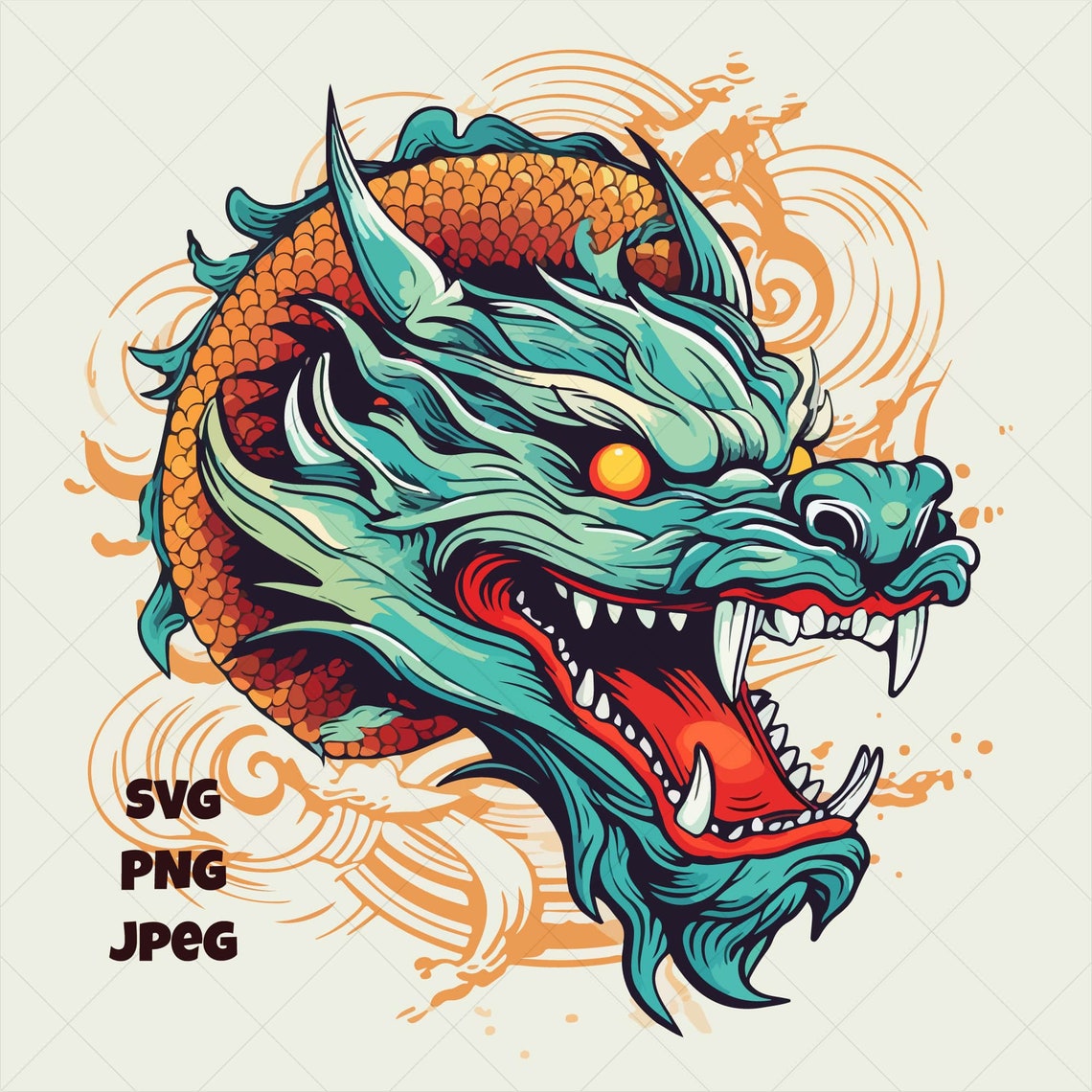 Dragon SVG, Retro Dragon Head Clip Art, Digital Download, Png, Jpeg ...