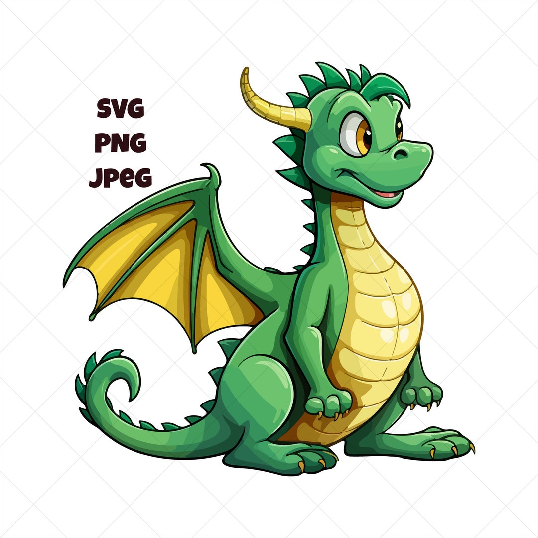 Dragon SVG, Cartoon Dragon Clip Art, Digital Download, Png, Jpeg, Adobe ...