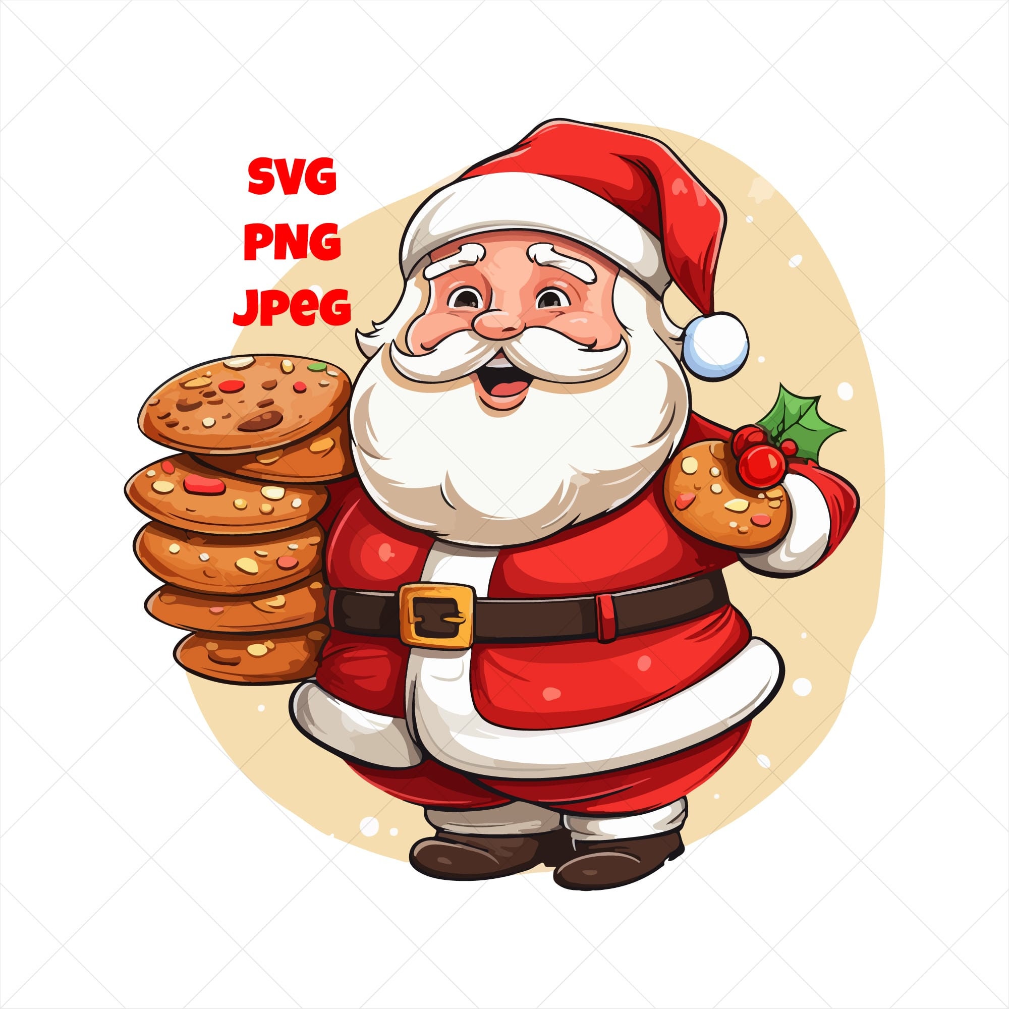 Santa Claus Eating Cookies Clip Art SVG, Holidays Svg, Digital Download ...