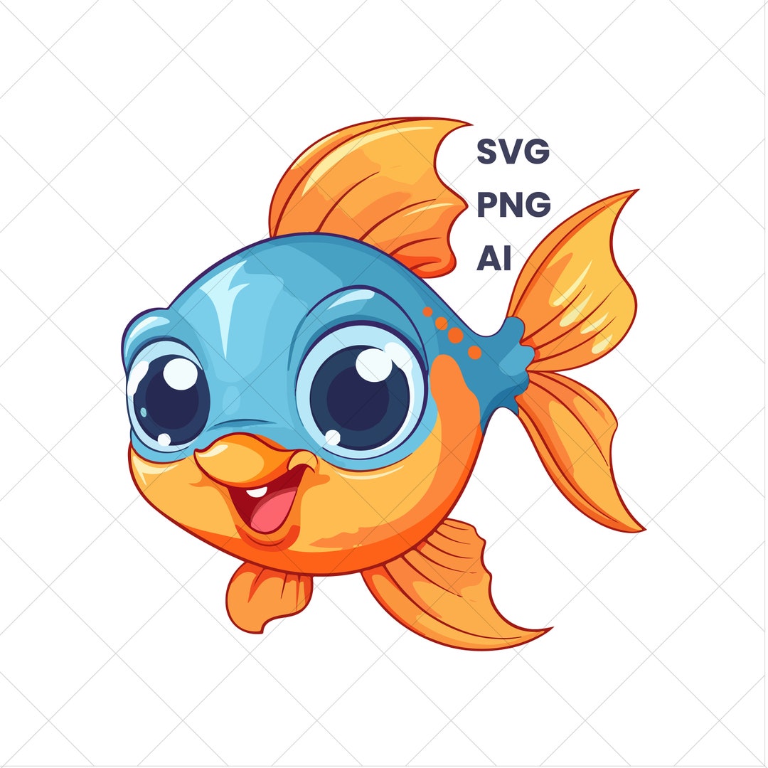 Cute Happy Fish Clip Art SVG, Commercial Use, Animal Svg, Digital ...