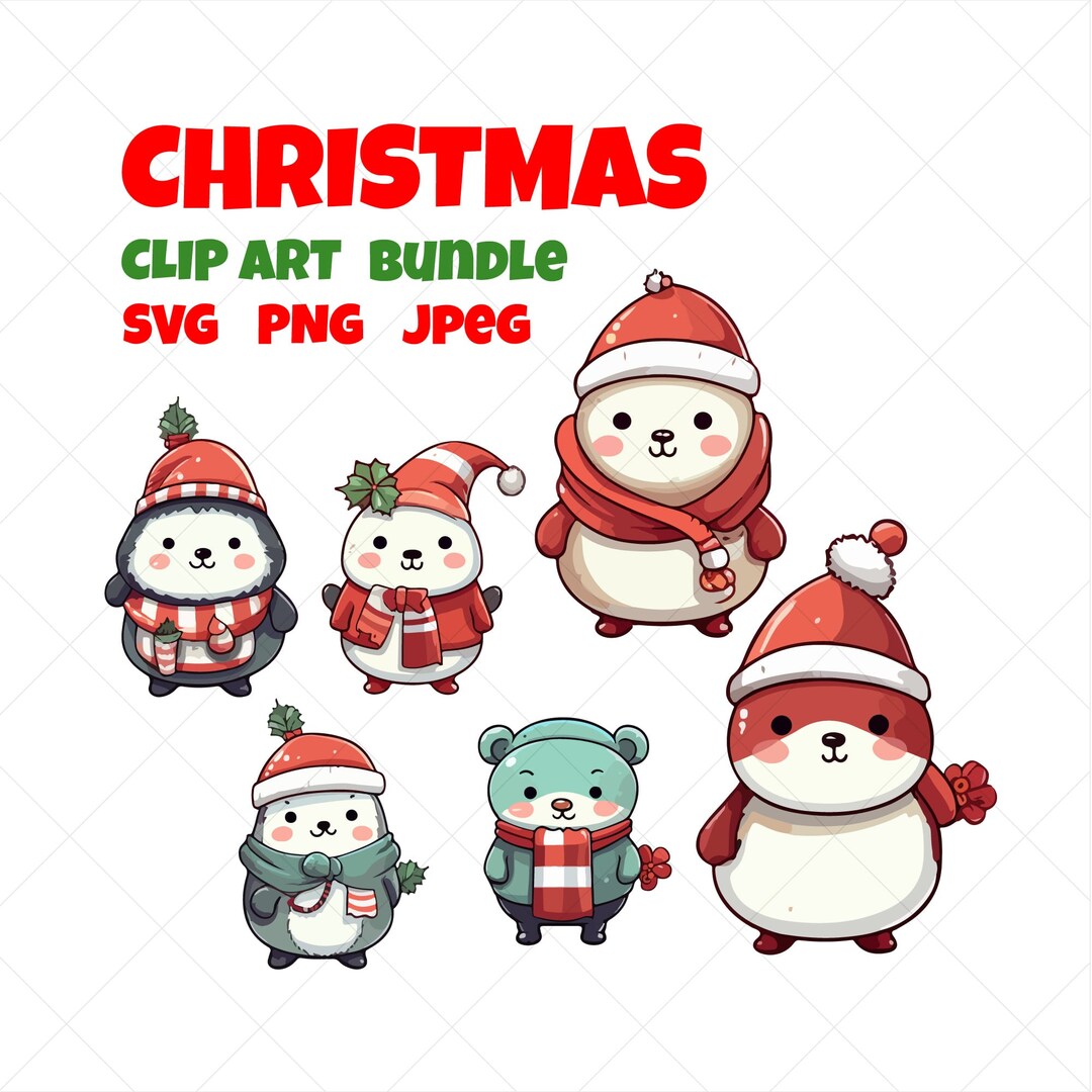 Christmas Clipart Bundle Clip Art Kawaii Illustrations Printable ...