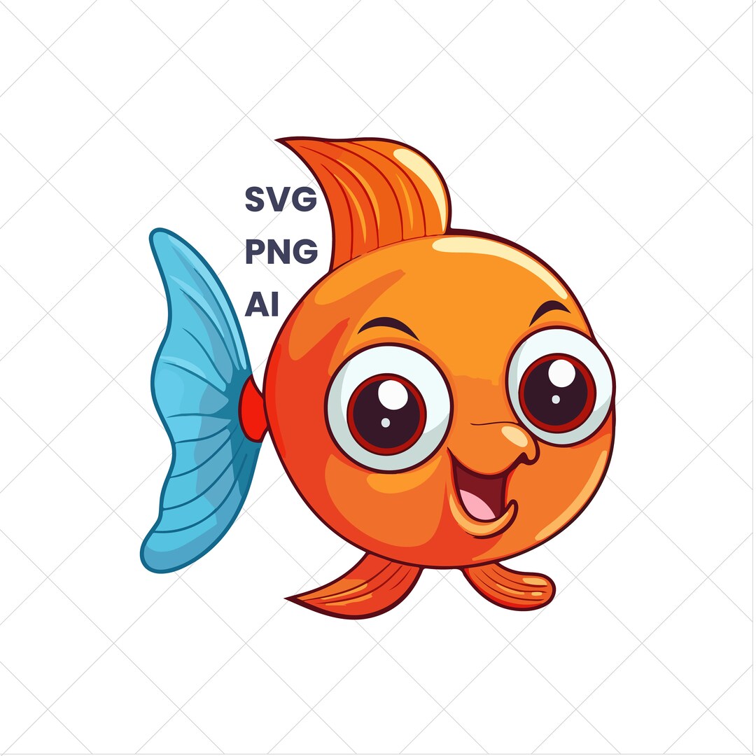Cute Happy Fish Clip Art SVG, Commercial Use, Animal Svg, Digital ...