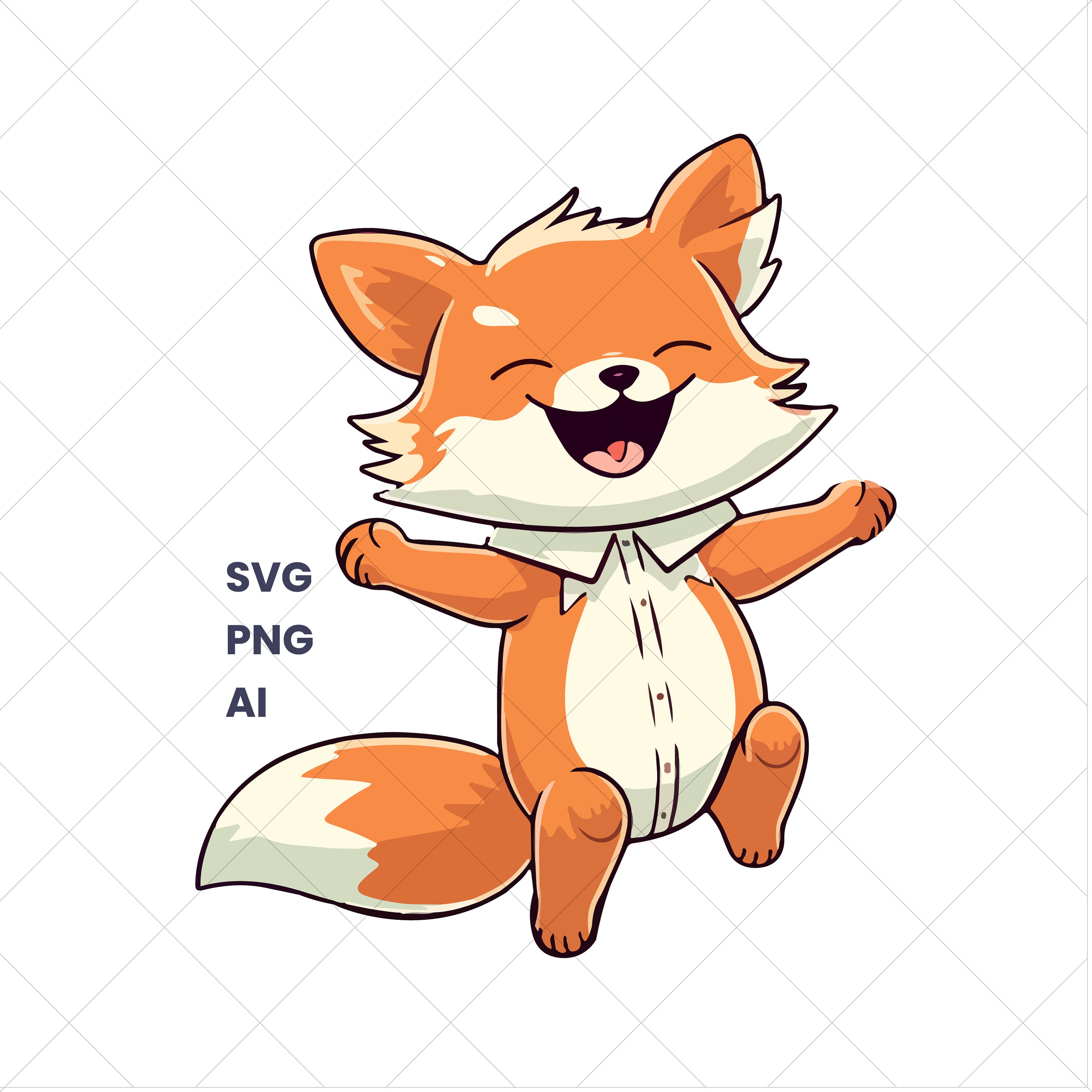 Cute Dancing Fox Clip Art SVG, Commercial Use, Animal Svg, Digital Download, Adorable Fox ...