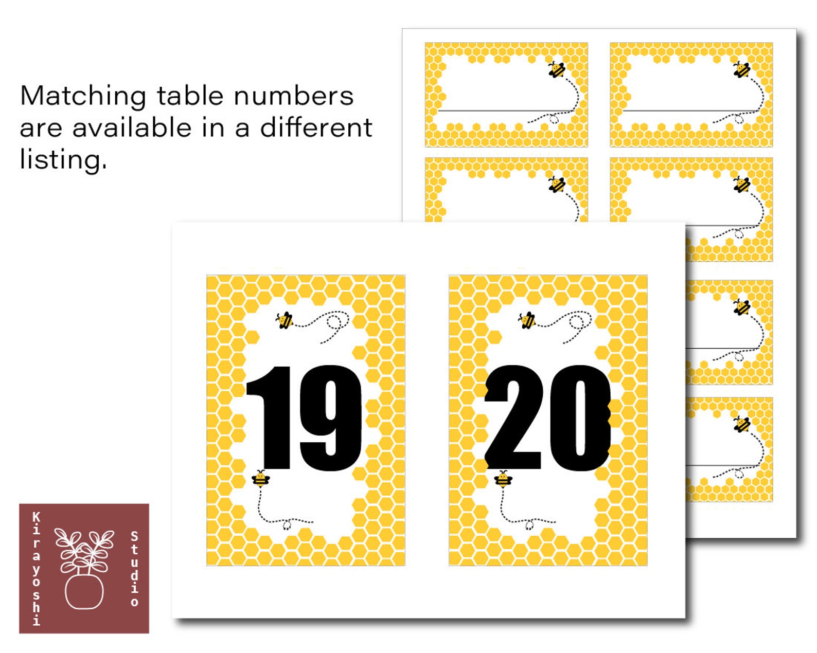 Bee Theme Printable Nametag Set: Honeycomb Place Cards (PDF) - Etsy