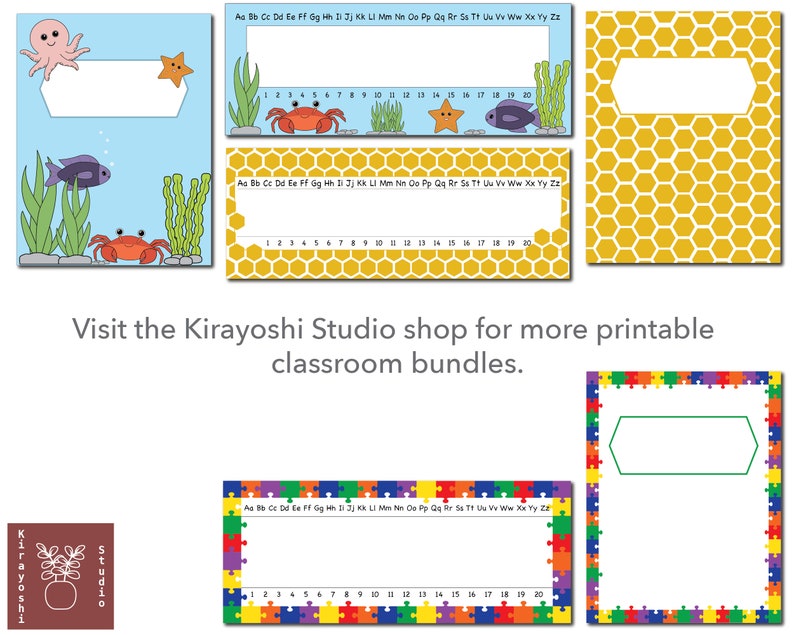 Honeycomb Bee Theme Printable Classroom Bundle | Nametags for Desks and ...