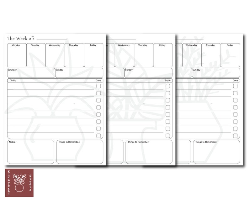 Printable Weekly Planner: 7-day To-do List (8.5x11 PDF) - Etsy