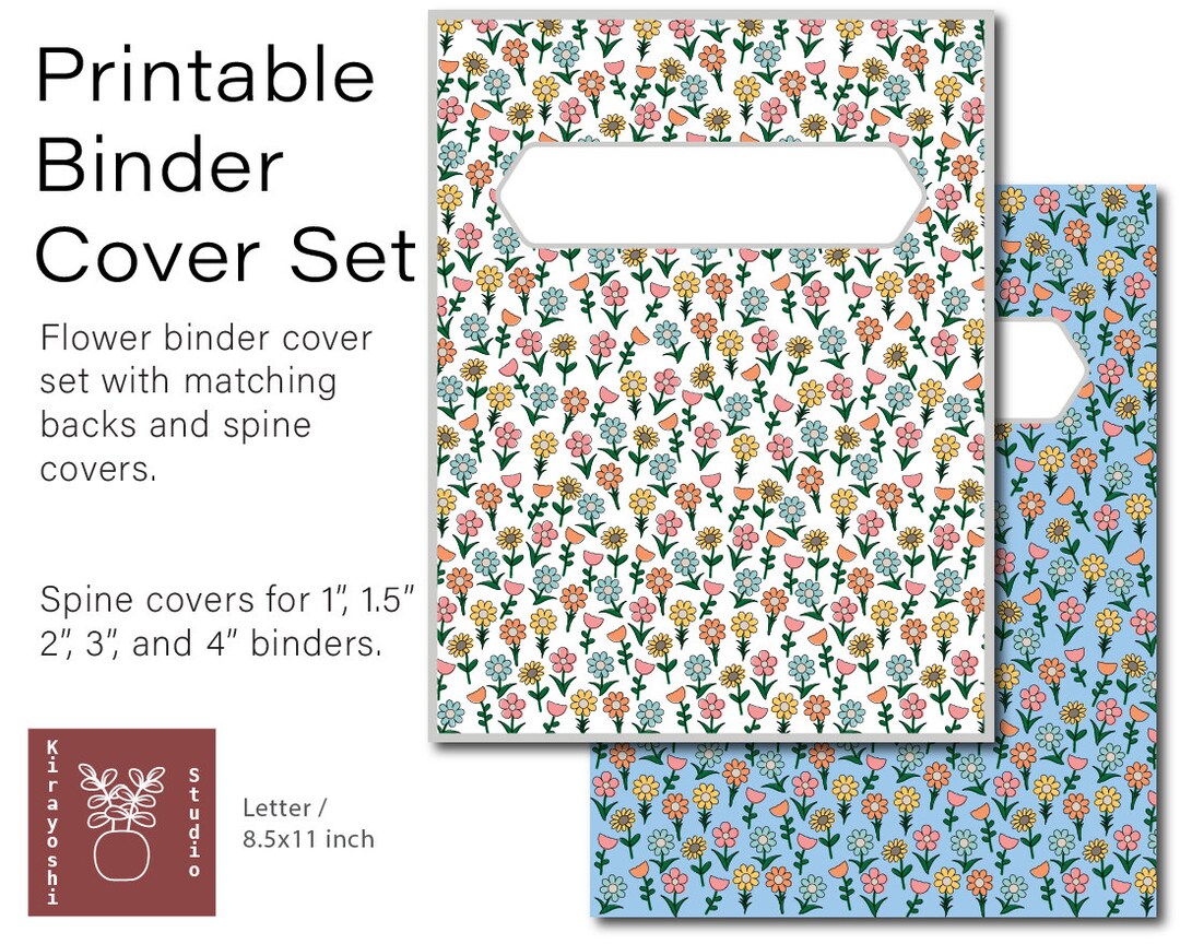 Floral Printable Binder Cover Set: Whimsical Office & School (PDF) - Etsy