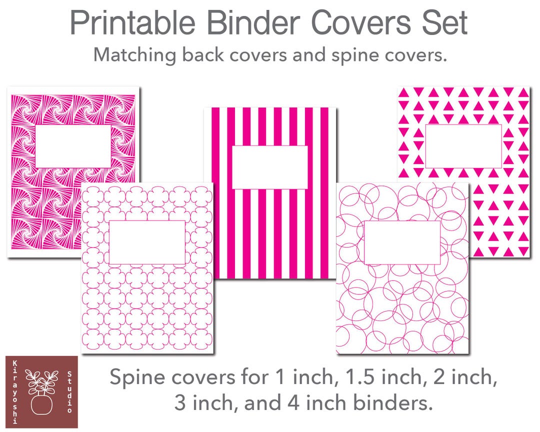 Bright Pink Binder Covers | Printable Binder Covers and Spines Set - Etsy
