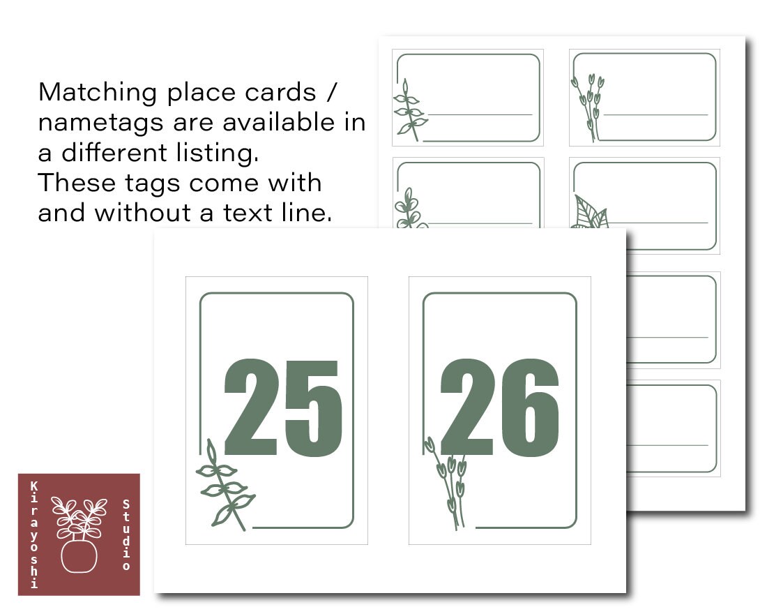 Floral Table Numbers | Printable Table Numbers for Wedding, Baby Shower ...