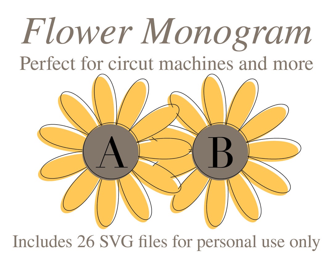 Yellow Daisy Flower Monogram SVG | Floral Monogram File Download - Etsy