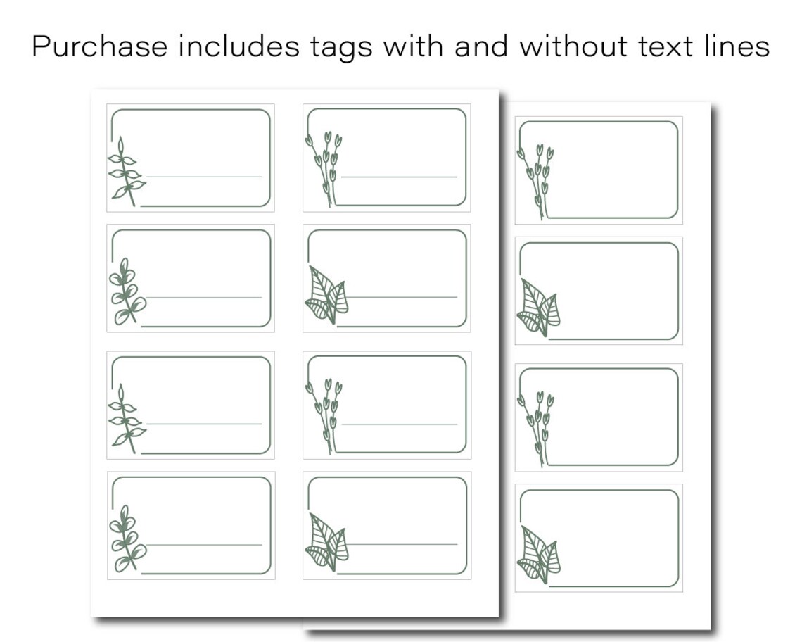Floral Printable Name Tags: Botanical Place Cards (digital Download) - Etsy
