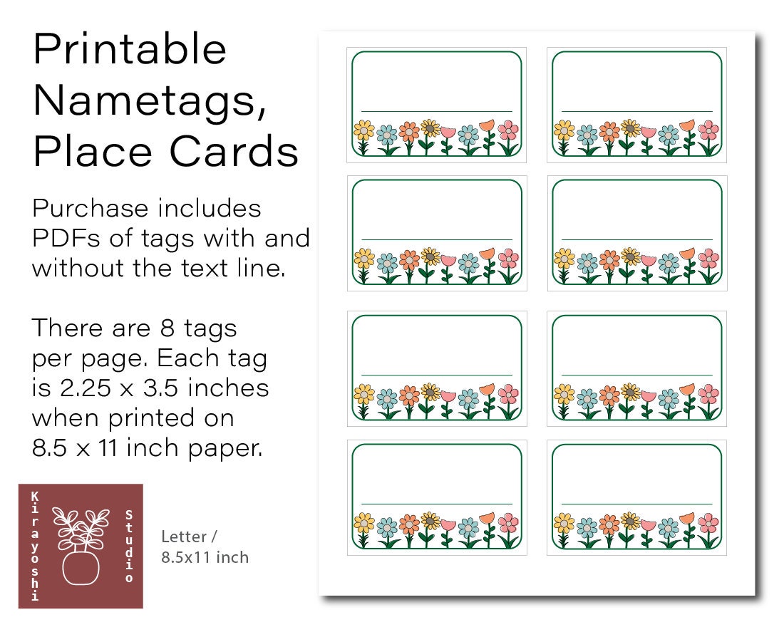 Printable Name Tags: Botanical Party Place Cards, Gift Tags (PDF) - Etsy