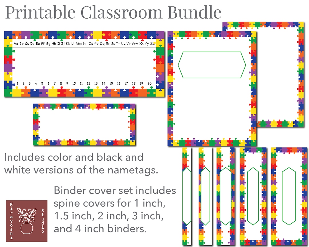 Puzzle Theme Printable Classroom Bundle | Nametags for Desks and ...
