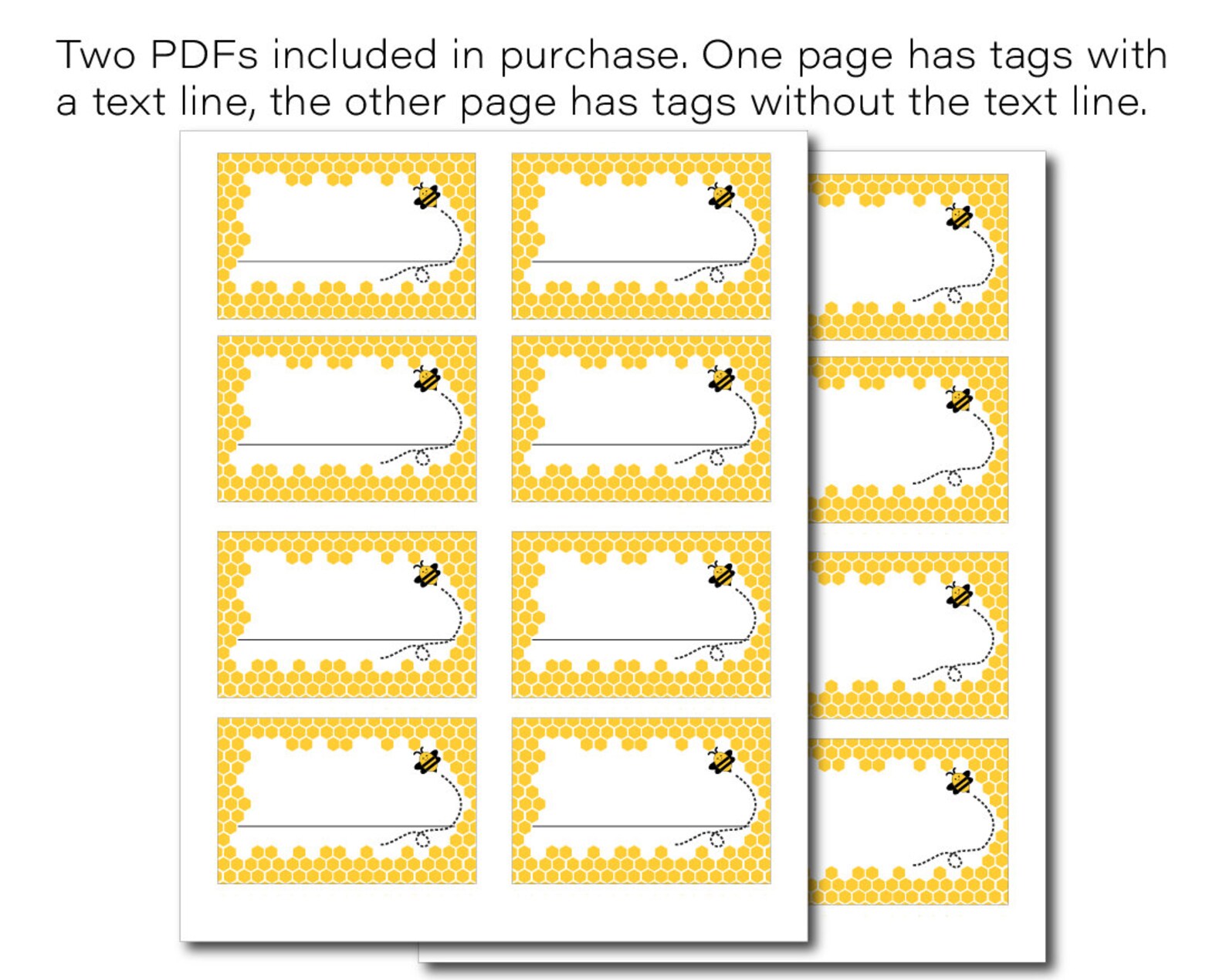 Bee Theme Printable Nametag Set: Honeycomb Place Cards (PDF) - Etsy