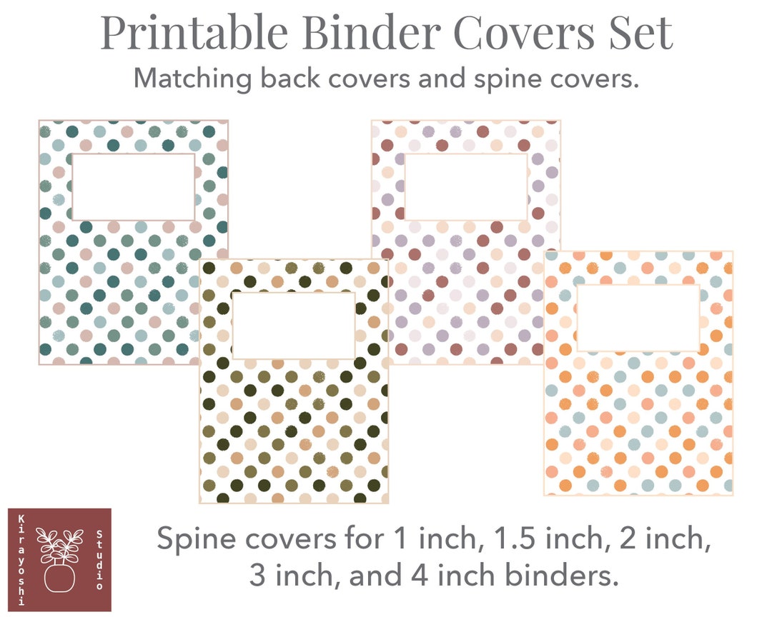 Printable Binder Cover Set | Polka Dot Binder Covers Set Printable - Etsy