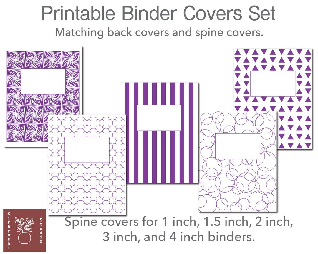 Printable Purple Binder Cover Set With Matching Backs and Spine Covers ...