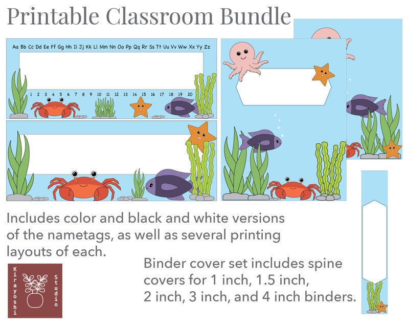 Under the Sea Theme Printable Classroom Bundle | Nametags for Desks and ...