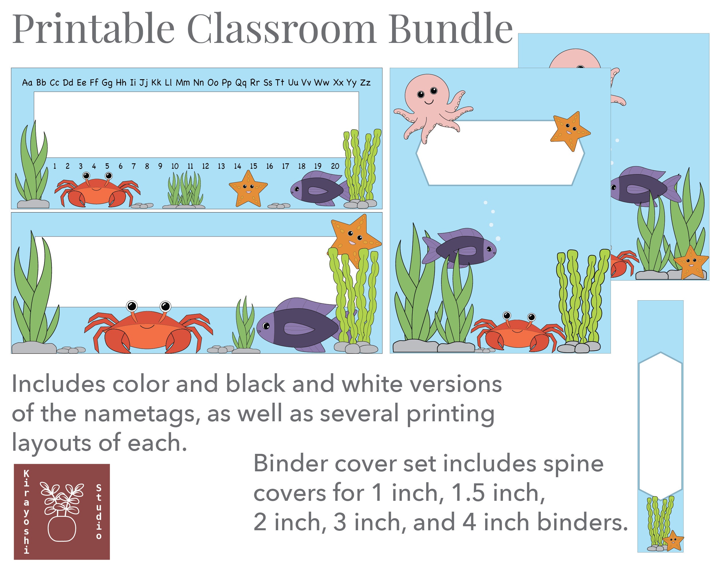 Under the Sea Theme Printable Classroom Bundle | Nametags for Desks and ...