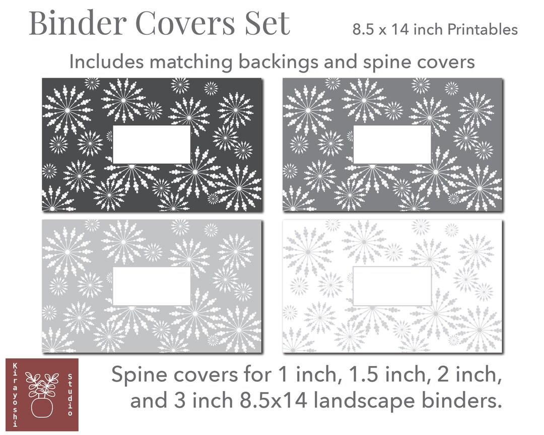 Printable Binder Cover Set | Landscape Binder Cover Set | 8.5 X 14 ...