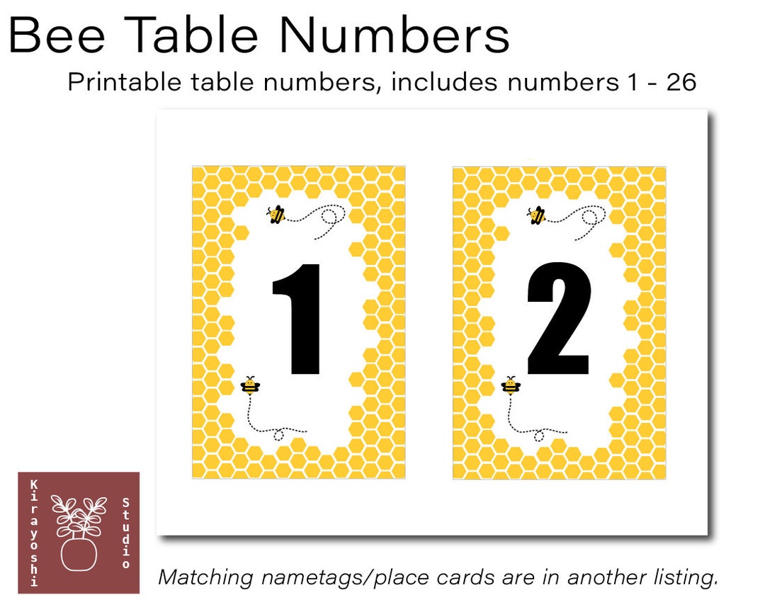 Bee Table Numbers | Honeycomb Printable | Party Theme for Baby Shower ...