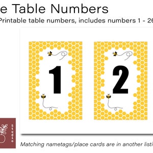 Honeycomb Bee Table Numbers 1-26: Printable Party Decor (digital ...