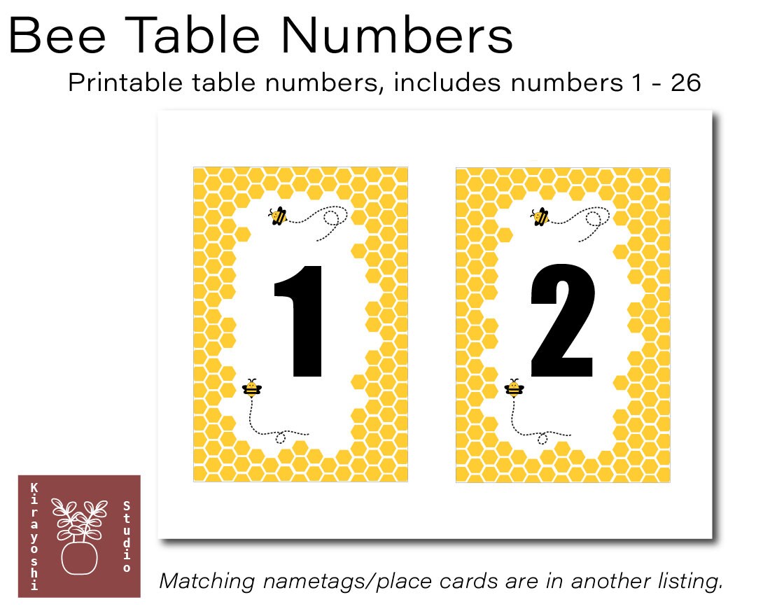 Bee Table Numbers | Honeycomb Printable | Party Theme for Baby Shower ...