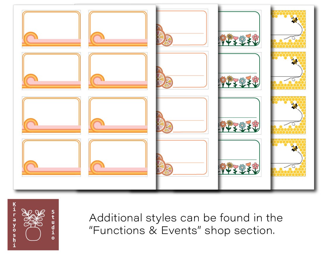 Printable Nametag, Place Card Set | Floral Place Cards | Wedding Guest ...