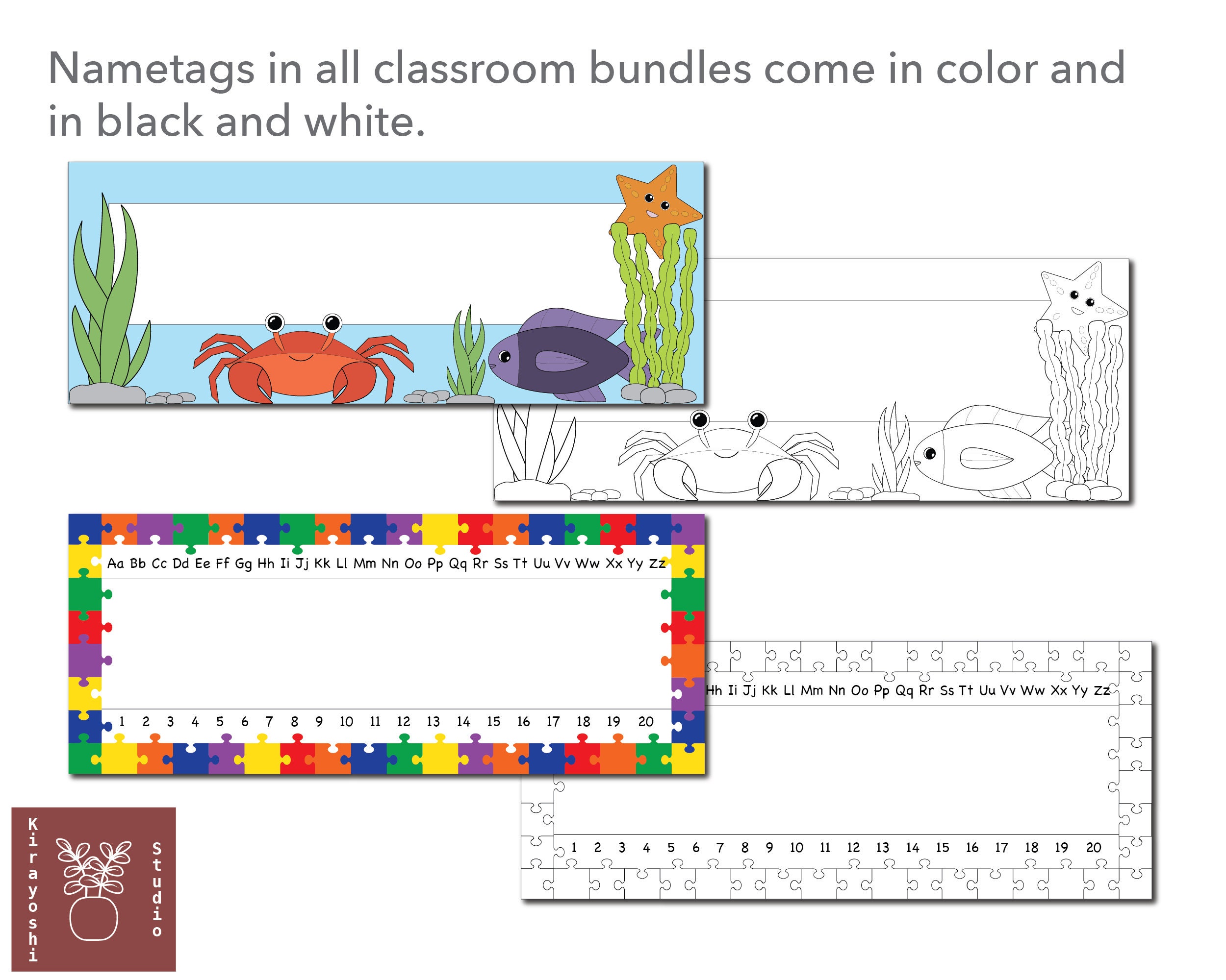 Under the Sea Theme Printable Classroom Bundle | Nametags for Desks and ...
