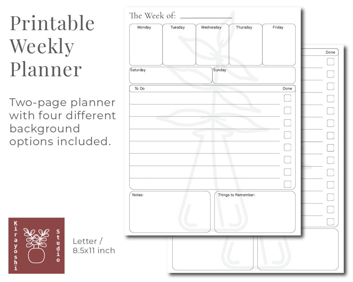 Printable Weekly Planner | Seven Day Week Planner & to Do List ...