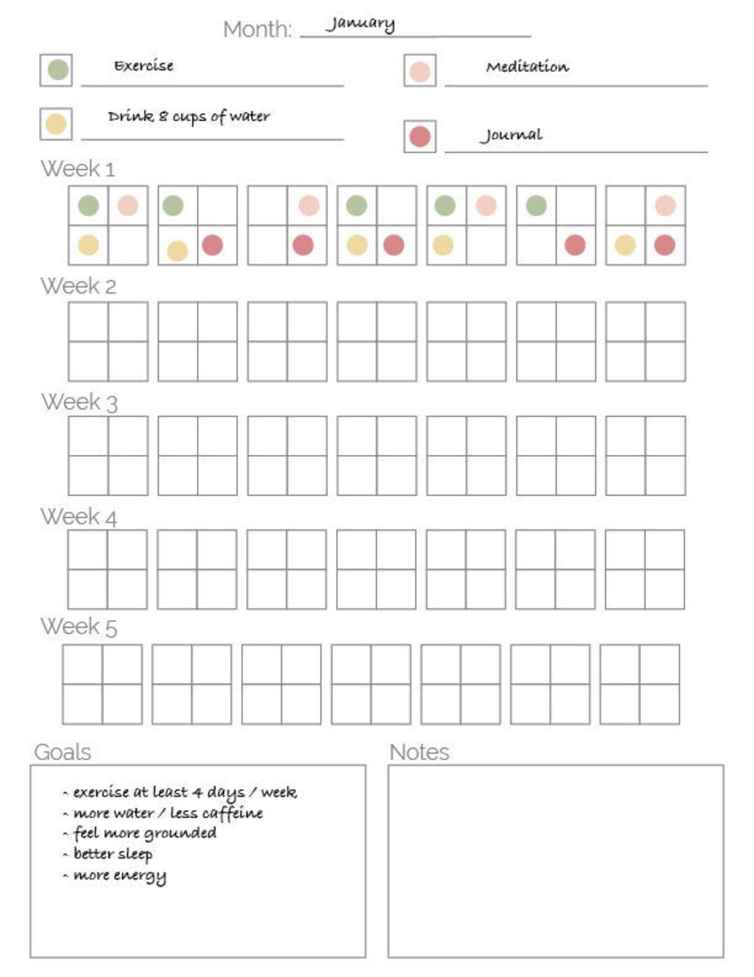 Printable Habit Tracking Worksheet | Blank Habit Tracking Worksheet ...