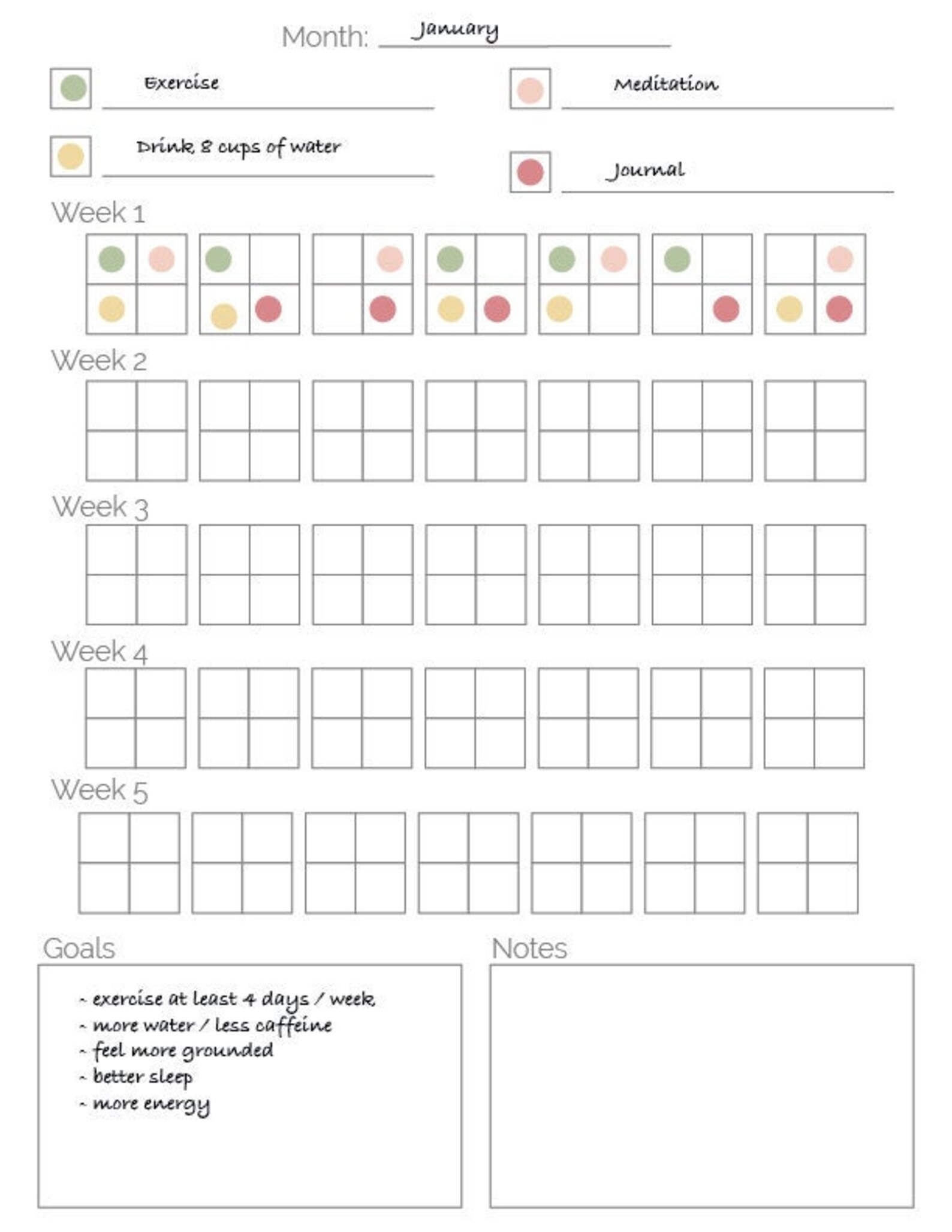 Printable Habit Tracker Worksheet: New Year Resolution Planner (PDF) - Etsy