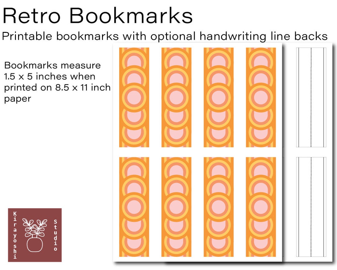 Retro Inspired Bookmarks: Printable Party Favors, Classroom Supplies ...