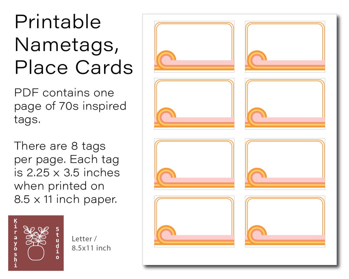 Printable Retro Inspired Name Tag Set | Table Setting Name Tags, Place ...