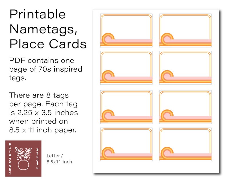 Printable Retro Inspired Name Tag Set | Table Setting Name Tags, Place ...