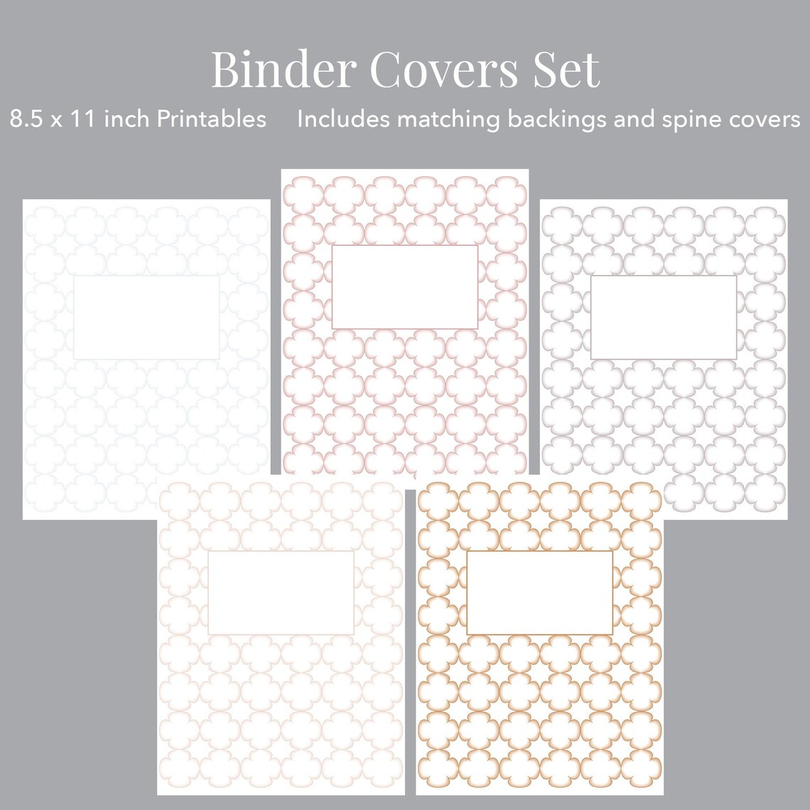 Printable Binder Covers With Matching Backings and Spine Covers ...