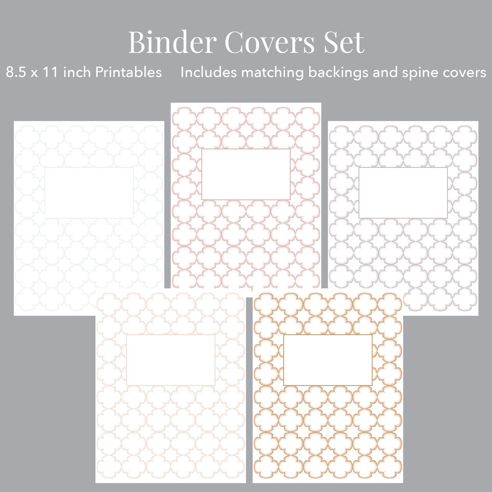 Printable Binder Covers With Matching Backings and Spine Covers ...