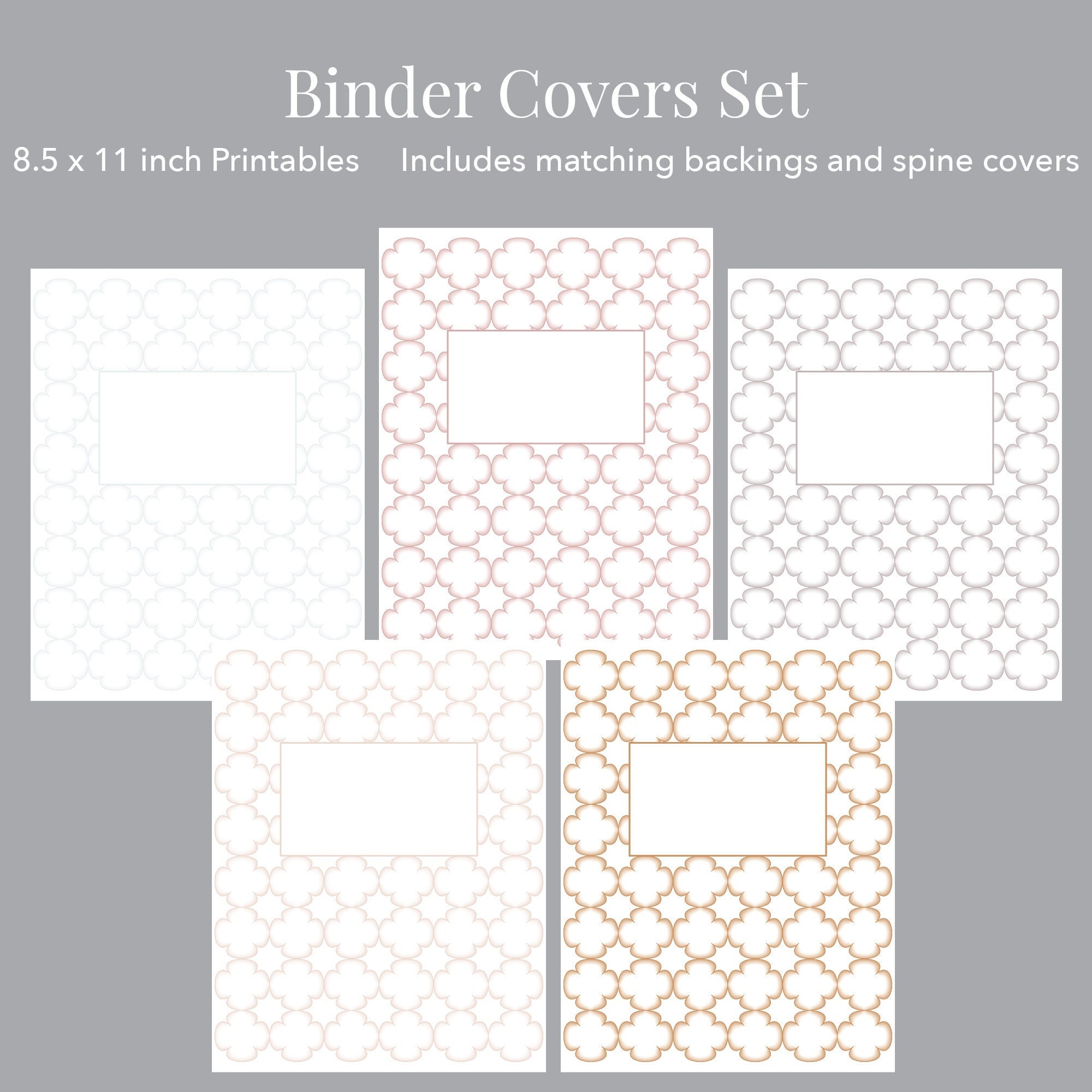 Printable Binder Covers With Matching Backings and Spine Covers ...